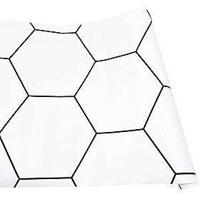 Yifasy Shelf Liner Black Hexagon Self-Adhesive Drawer Paper Furniture Protector Redo Wine Cabinet 118x17.7 Inch