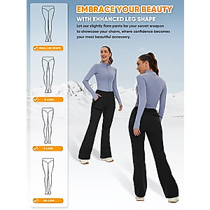 Cycorld Women's Snow Ski Pants Fleece Lined Waterproof Softshell Insulated Flare for Snowboarding Hiking Winter Outdoor(Black, 8)