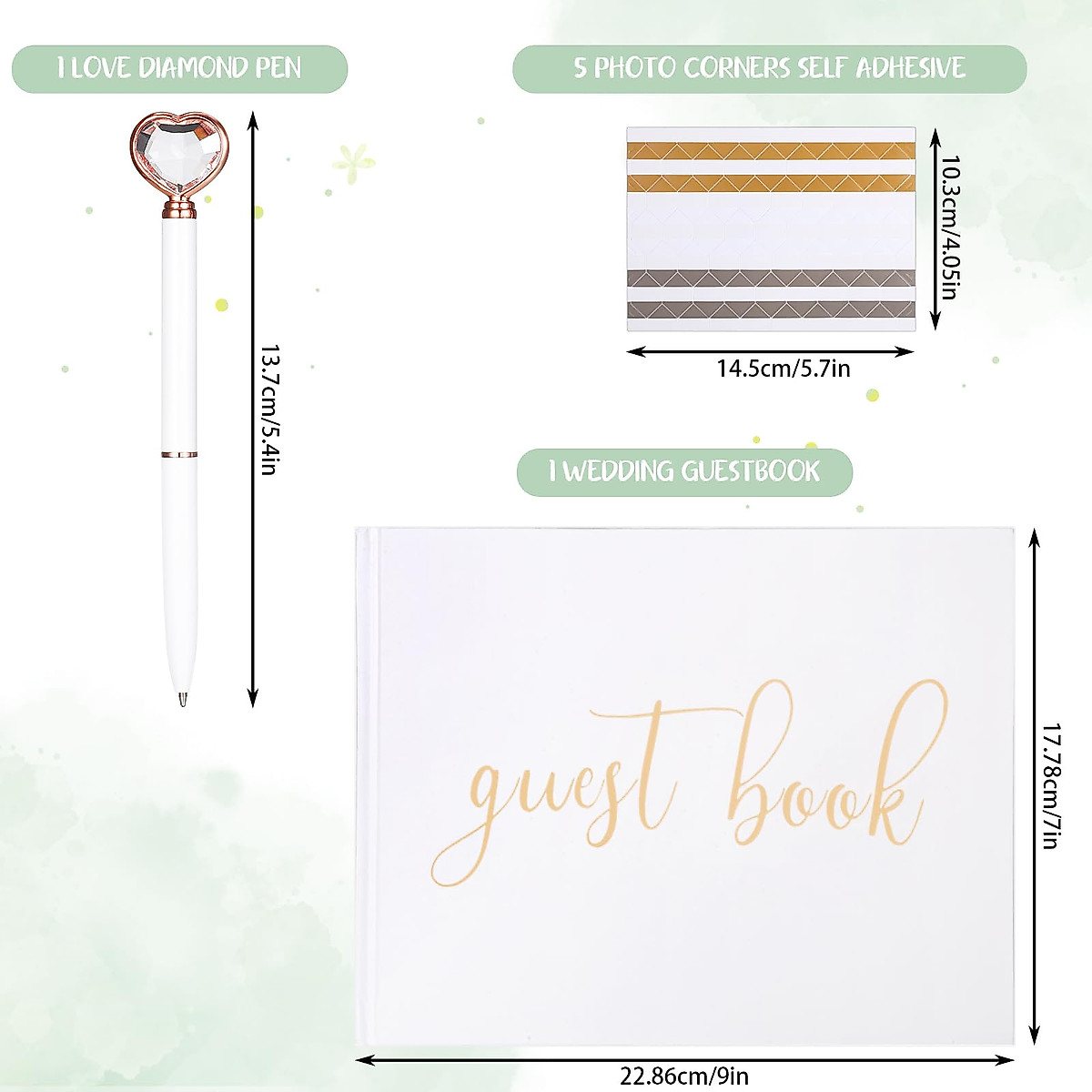 Prudiut Wedding Guest Book 7"x 9" Guest Book Wedding Reception, Guest Book for Bridal Shower Guest Book, Baby Shower Guestbook, Special Events, 112 Lined Pages Guestbook for Wedding