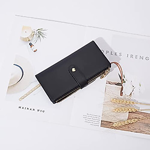 LAORENTOU Cowh Leather Wallet for Women RFID Blocking Wallet Clutch Purses Small Wallets Credit Card Holder Phone Wallet