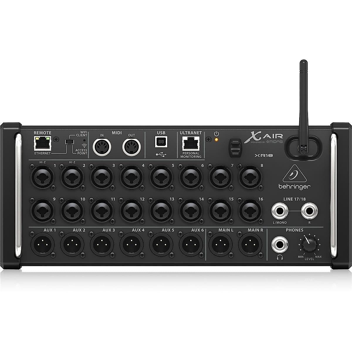 Behringer XAir XR18 18-Channel 12-Bus Portable Digital Mixer for iPad or Android Tablet, with Integrated Wi-Fi, 16 Midas-Designed Preamps, With 4 Pack 15' XLR (M) to XLR (F) Microphone Cables