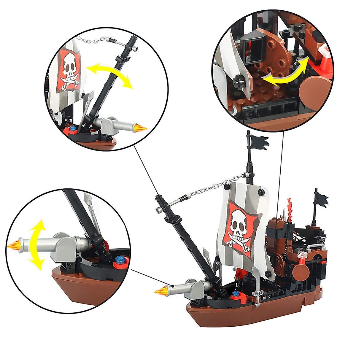 BRICK STORY Pirate Ship Building Blocks with 3 Mini Toy Figures, Boat and Ship Model Pirate Toys Building Kit Pirate Adventure Toys Sets Building Bricks Gifts for Boys Girls Age 6-12 and Up, 167pcs