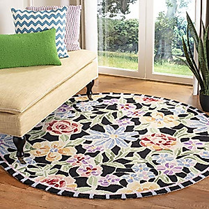SAFAVIEH Chelsea Collection Area Rug - 4'6" x 6'6" Oval, Black, Hand-Hooked French Country Wool, Ideal for High Traffic Areas in Living Room, Bedroom (HK214B)