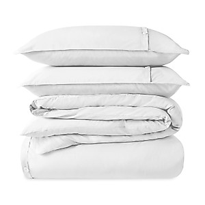 Bare Home 100% Organic Cotton Full/Queen Duvet Cover Set - Crisp Percale Weave - Lightweight & Breathable - Cooling Duvet Cover Set (Full/Queen, White)