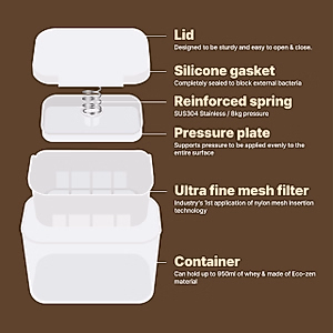 [Bear Greeks] 1 Gallon Gguduck Maker with Ultra Fine Nylon Mesh Strainer, Whey separator, 1 gallon of thick and creamy greek yogurt, eco-friendly materials container