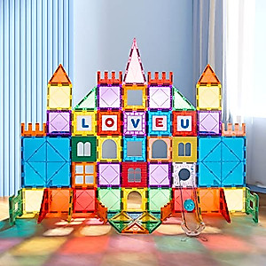 MagHub Magnetic Tiles 85 PCS Magnetic Blocks for Kids, 3D Magnetic Building Blocks, Magnetic Stacking Toys Construction Kit,STEM Toys Gift for Toddlers Children Boys Girls Ages 3 4 5 6 7 8+ Year Old