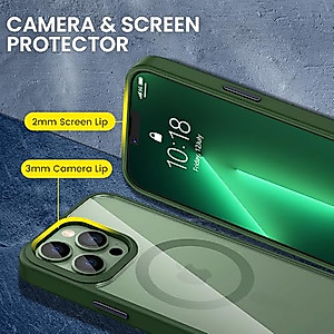 VEGO for iPhone 13 Pro Max Magnetic Case, Clear Hard PC Back Cover Shockproof Protective Slim Bumper Case with Built-in Strong Magnets for iPhone 13 Pro Max & iPhone 12 Pro Max 6.7"- Alpine Green