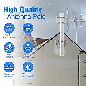 Antenna Pole Mount, Universal Antenna Installation Bracket Kit for Home Outdoor, Upgraded 14'' Inch Mounting Pole for Cell Phone Signal Booster/Antenna, Easy Installation with Double U-Bolts