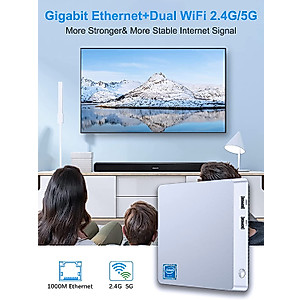 Fanless Mini PC Intel Atom Z8350 Processor,Mini Desktop PC Windows 10 Pro,8GB LDDR3 128GB EMMC,Mini Computer Support Dual Display/4K HD/2.4G+5G Dual-Band WiFi for Business Home Theater