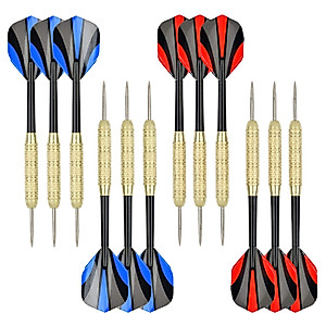 Tian ma Sisal Bristle Dartboard 17.7x1.5 Staple-Free Bullseye 12 Steel Tip Darts 18g Dartboards Mounting Kits Included