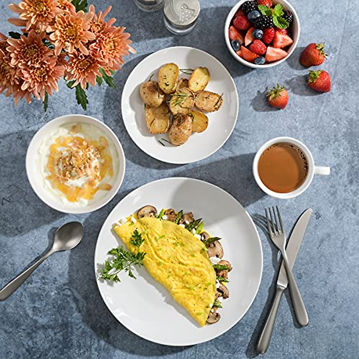 Gibson Home Zen Buffet Porcelain Dinnerware Set, Service for 6 (30pcs), White (Coupe)