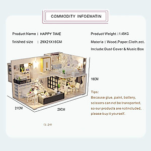 CUTEBEE Dollhouse Miniature with Furniture, DIY Dollhouse Kit Plus Dust Proof and Music Movement, 1:24 Scale Creative Room for Valentine's Day Gift Idea M21