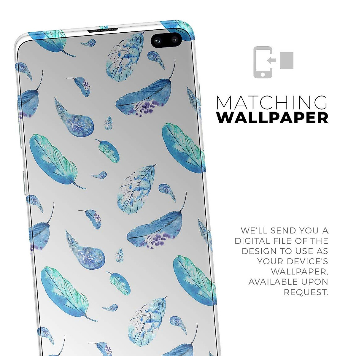 DesignSkinz Hipster Feather Pattern Protective Vinyl Decal Wrap Skin Cover Compatible with The Samsung Galaxy S20 (Screen Trim & Back Glass Skin)