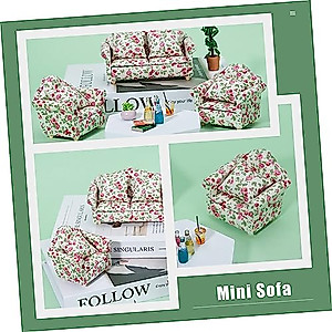 Homoyoyo Mini Sofa Bench Pillow Floral Pillow Daybed Pillows Mini House Furniture Sofa Decoration Mini Sofa Exquisite Mini Sofa Model Wooden Mini House Supply Decorative Mini Sofa Fine Baby