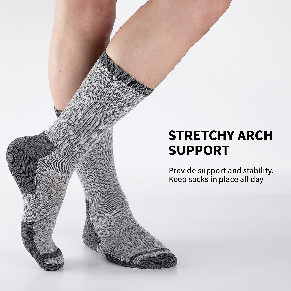 COOPLUS Mens Crew Socks Athletic Moisture Wicking Cushion Durable Work Mid Calf Socks for Running Sports (6 Pairs)