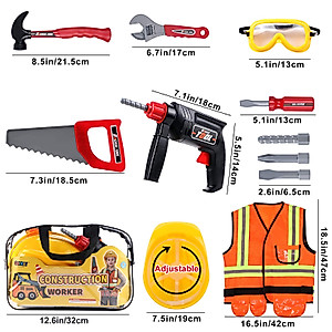 Construction Worker Costume Kids Role Play Dress up Set for 3 4 5 6 Years Toddlers Girls Boys Toys