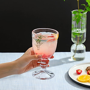 EVEREST GLOBAL Iced Tea Goblet Glasses Set of 6 10.2 oz Vintage Octagon Glassware for Beverage Stemmed Stemware Soda Juice Water Perfect for Party Bars Restaurants (Crystal Clear)