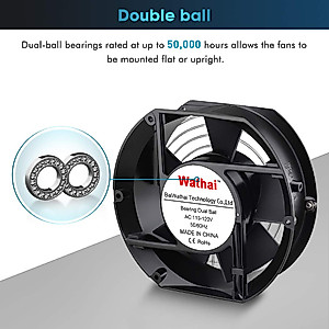 Wathai AC 110V 120V Axial Fan Big Airflow High Speed Dual Ball 172mm x 150mm x 51mm for DIY Cooling Ventilation Exhaust Projects For Server