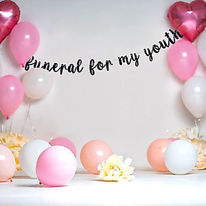 Black Glitter Funeral for My Youth Banner, Death to My Youth/Here Lies Your Youth Banner for 30th 40th Men Women Lady Birthday Party Decorations