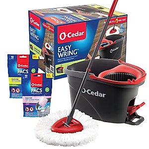 O-Cedar EasyWring Microfiber Spin Mop and Bucket Cleaning System + Citrus and Lavender Pacs (Variety Pack)