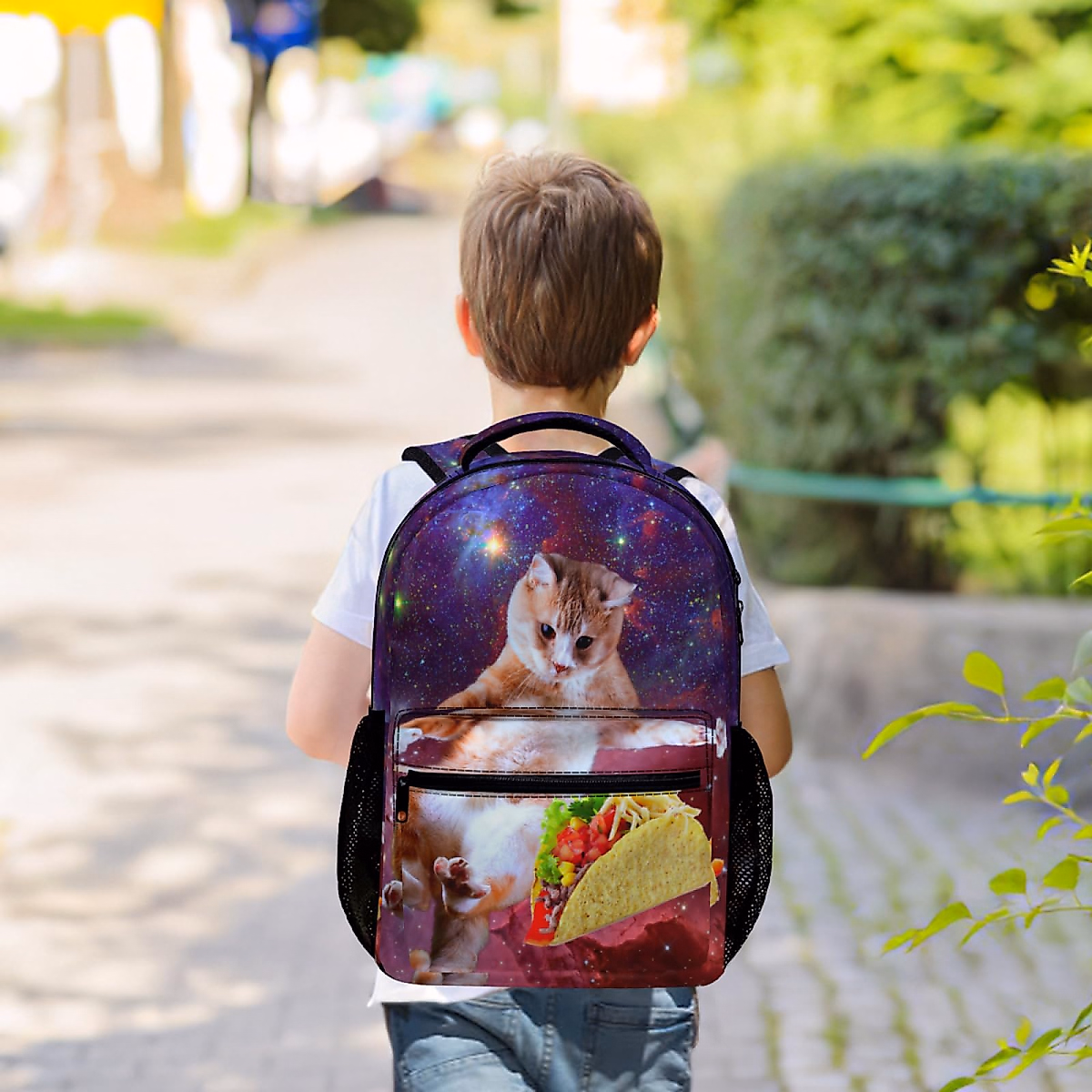 Granbey Space Taco Cat Laptop Backpack - Cute Universe Galaxy Burrito Kitten College Students Bookbags Beautiful Purple Nebula School Bags Travel Computer Notebooks Daypack