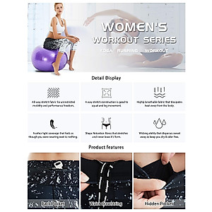 COOLOMG Women Yoga Pants Running Tights Low Rise Leggings Workout Gym with Hidden Pockets