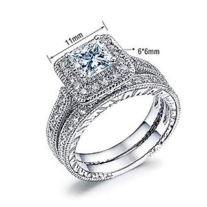GY JEWELRY 3pc His and Hers Wedding Ring Sets Couples Rings Women's White Gold Filled Cubic Zirconia Wedding Engagement Ring Bridal Sets & Men's Stainless Steel Wedding Band