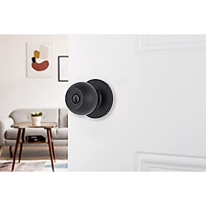 BRINKS – Transitional Keyed Entry Ball Door Knob, Matte Black - Designed for Traditional and Transitional Homes and Blends Seamlessly with Interior Décor (E2415-122)