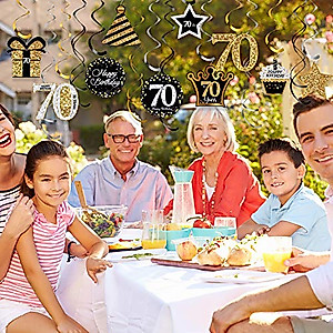 Frienda 18th BirtBirthday Party Hanging Swirls Decorations, Ceiling Decorations Shiny Celebration Hanging Swirls Decorations for Birthday Party Supplies, 30 Count(70th Birthday)