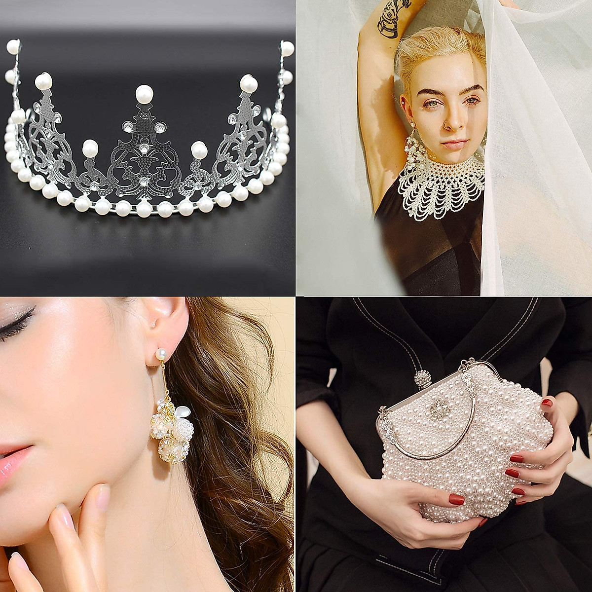 PH PandaHall 6 Sizes White Flat Back Pearl Cabochon 690pcs Flat Pearls Gems for Shoes Crafts Scrapbooking Embellishment Makeup Wedding Diamond Phone Nail Making 4mm 5mm 6mm 8mm 10mm 12mm