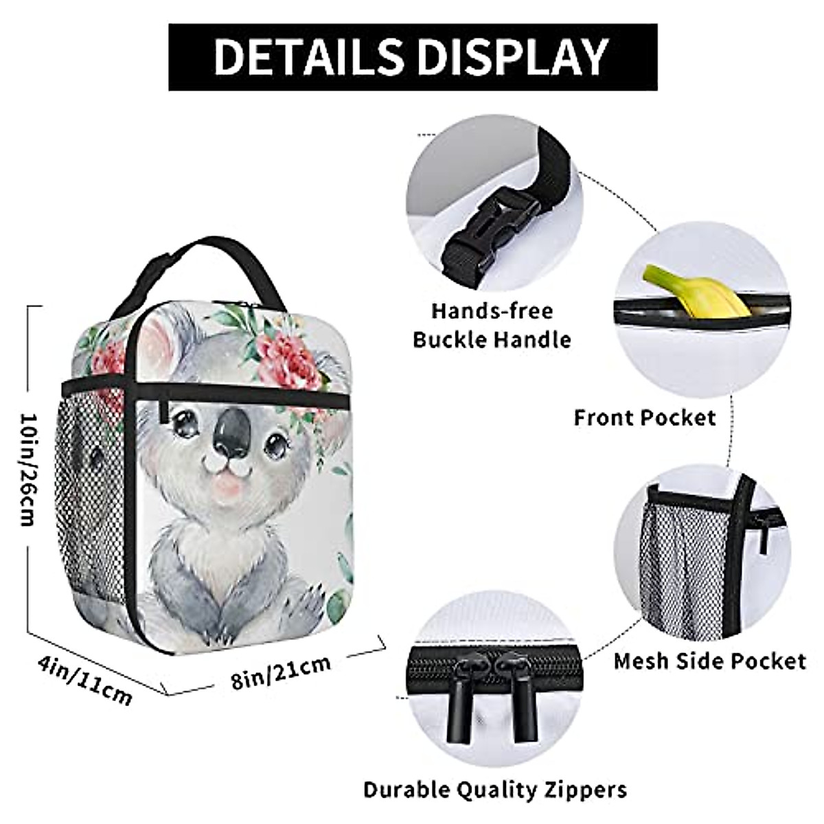 Floral Tree Animal Koala Lunch Bag Tote Bag Lunch Bags For Women/Man'S Lunch Box Insulated Lunch Container