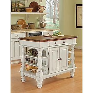 Homestyles Kitchen Island Americana Dual Side Storage Cabinet, 36 Inches High by 42 Inches Wide, Antique White