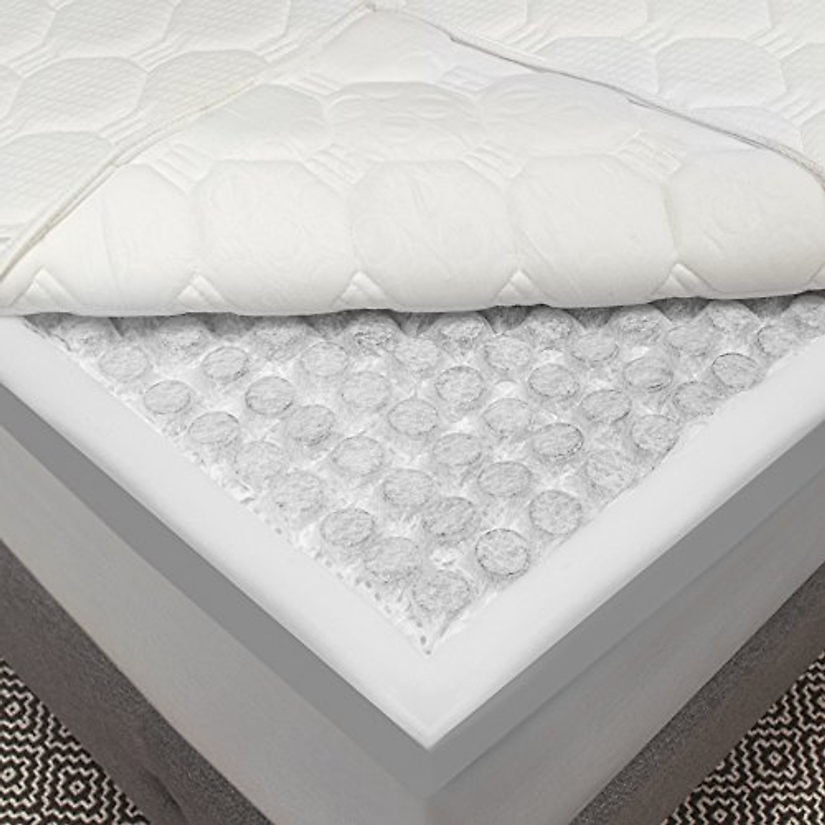 BioPEDIC Hybrid Micro Coil and Memory Foam Mattress Topper, Twin, White