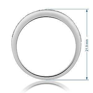 Jewelili Wedding Anniversary Ring in Sterling Silver with Round Diamonds, Size 7