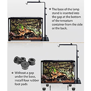 Adjustable Reptile Heat Lamp Stand for Terrarium Metal Light Stand 15 to 37.4 Inch Floor Lamp Holder Heating Light Bracket Light Hanger for Fixing Porcelain, Deep Dome or Wire Clamp Lamp Fixtures
