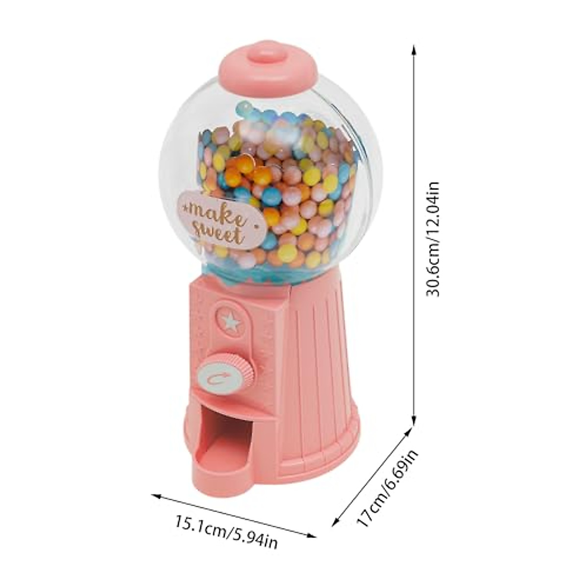 Candy Dispenser,Manual Mini Candy Machine Dispense,Freestanding Ball Bulk Vending Machine,Classic Bubble Capsule Toys Candy Dispenser,for Home,Retail Store,Amusement Park,Shopping Mall(Pink)