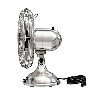 Hunter Classic D12 Portable Desk Fan 12 inch, 3 Speed, Brushed Nickel, 97315