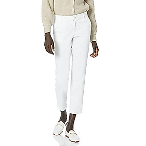 Amazon Essentials Women's Mid-Rise Slim-Fit Cropped Tapered Leg Khaki Pant, Bright White, 12