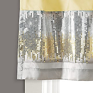Lush Decor Night Sky Sequin Window Valance, 18"L x 52"W, Yellow & Gray