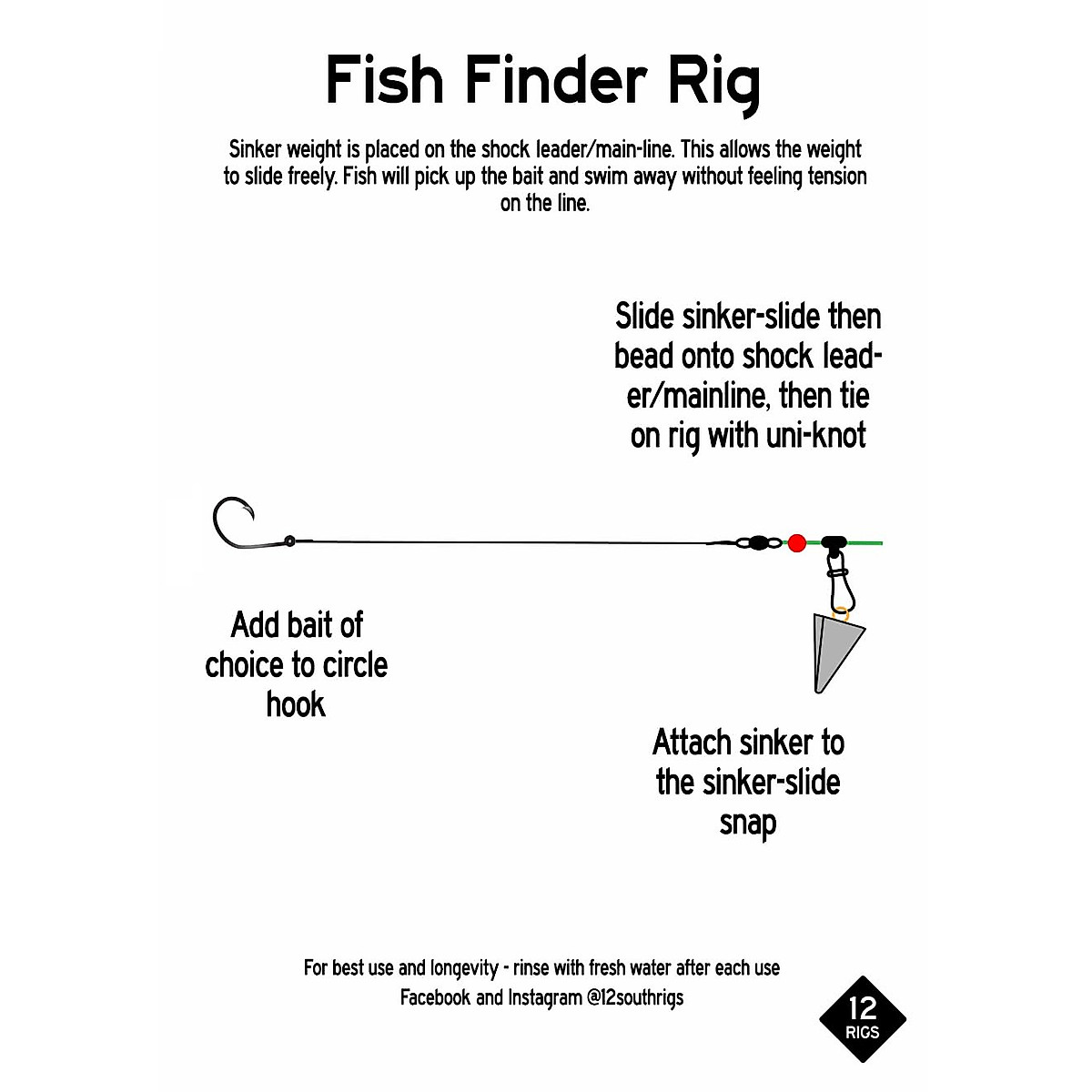 3 Pack 'Fish Finder' Heavy Duty (HD) Red Drum Surf Fishing Rigs 100LB Mono (9/0 - HD)