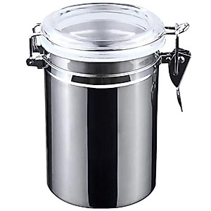 EXCEART Airtight Coffee Container Stainless Steel Container Coffee Beans Storage Vault Coffee Canister Jar 12cm x 17cm