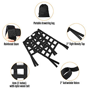 Seven Sparta Car Roof Net Hammock Mesh Cargo Netting Compatible with Jeep Gladiator JT & Jeep Wrangler YJ, TJ, JK, JKU, JL, JLU 1987-2024 4-door and 2-door