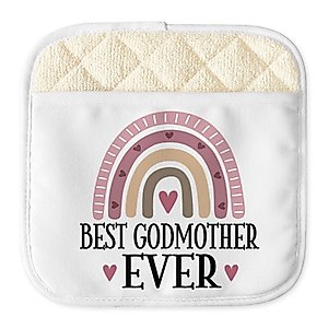 CafePress Best Godmother Ever Rainbow Pot Holder with Unique Design 9"x9"