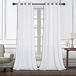 LORDTEX White Velvet Curtains for Living Room - Thermal Insulated Velvet Blackout Curtains Room Darkening Grommet Window Drapes, 52 x 84 Inch, 2 Panels