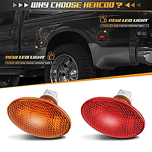 HERCOO Dually Bed Fender LED Side Marker Lights Front Rear Lamps Compatible with Ford 1999-2010 F350 F450 F550 Super Duty