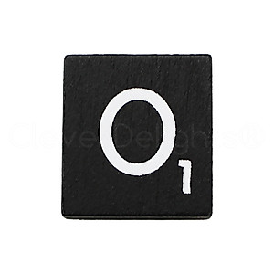 CleverDelights 100 Wood Letter Tiles - Black Color - Complete Set - Game Replacement Pieces