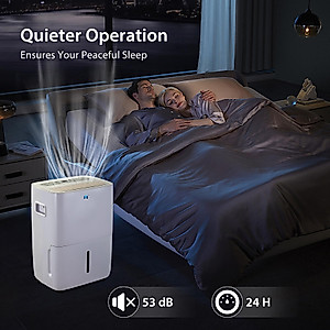 JHS 50 Pints Dehumidifier for Spaces up to 4,500 sq. ft at Home with Drain Hose, Reusable Air Filter, and 2.1 Gal Water Bucket, Perfect for Bedrooms Bathrooms Basements