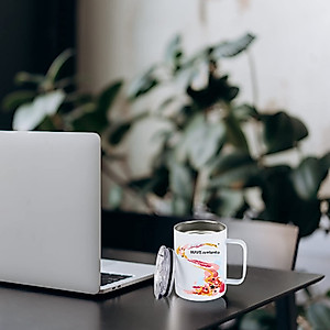 MAIKESUB 4 Pcs Sublimation Blank Skinny Tumbler 16 OZ White Handle and Straw Double Wall Stainless Steel Coffee Straight Mug with Sliding Lid (12 oz 340ML With base)