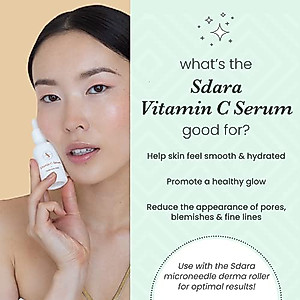 ﻿Sdara Skincare Vitamin C Serum for Face with Hyaluronic Acid 5% - 1 fl oz Skin Brightening Face Serum to Reduce the Look of Sun, Age, and Dark Spots