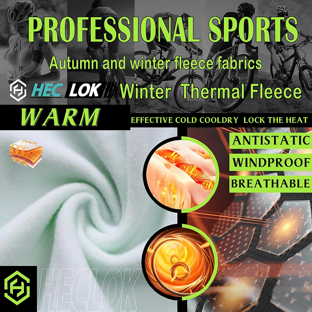 Men Cycling Clothing Set Winter Long Sleeve Jacket＋Cycling Pants with 9D Pad＋Windproof Cycling Glasses (TYP-5,XS)